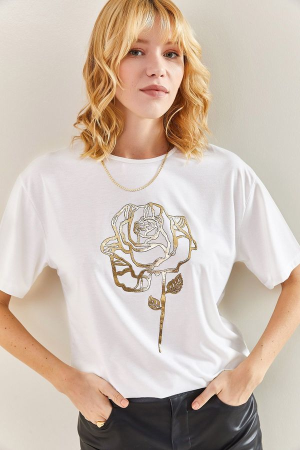 BIANCO LUCCI WOMEN'S ROSE PATTERNED TSHIRT