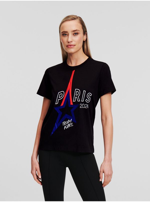 BLACK WOMEN'S T-SHIRT KARL LAGERFELD PARIS - WOMEN'S