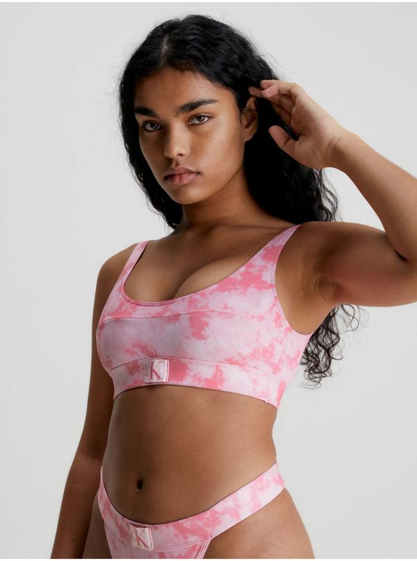 PINK WOMEN'S PATTERNED BIKINI TOP CALVIN KLEIN UNDERWEAR - WOMEN
