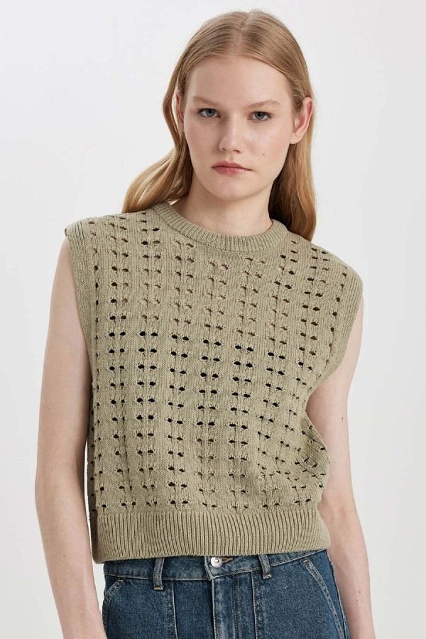 DEFACTO RELAX FIT CREW NECK CROCHET SWEATER