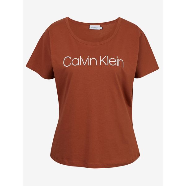 CALVIN KLEIN T-SHIRT CORE LOGO OPEN NECK - WOMEN