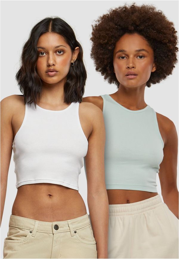 WOMEN'S CROPPED RIB TOP - 2 PACK MINT+WHITE