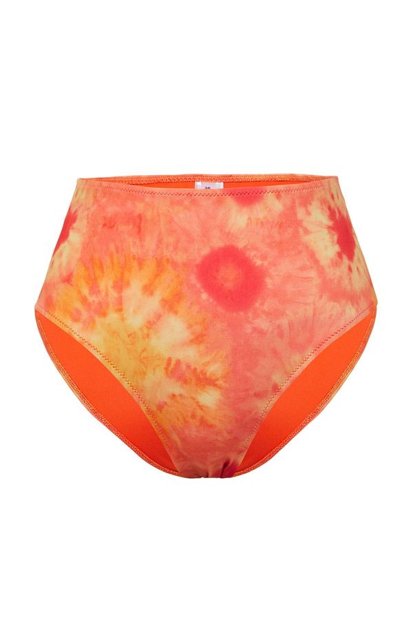 TRENDYOL ORANGE-MULTICOLORED ANIMAL PANTIES DIVER/SCUBA HIGH WAIST BIKINI BOTTOMS