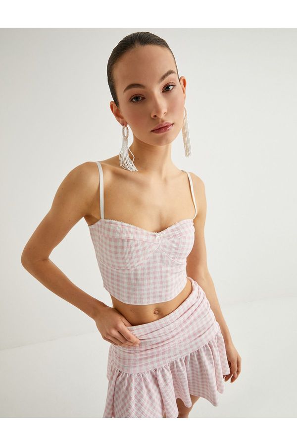 KOTON THIN STRAP CROP TOP SWEETHEART NECKLINE