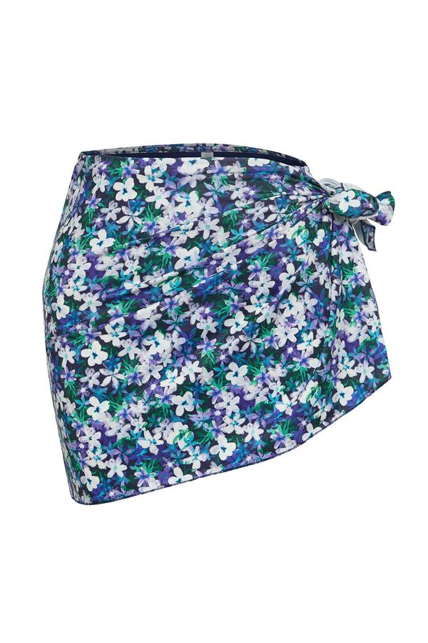 TRENDYOL CURVE MULTICOLORED FLORAL PATTERNED PAREO SET OF 2 PLUS SIZE BIKINI BOTTOMS