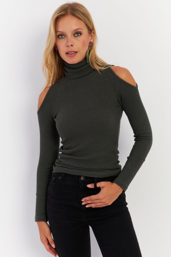 COOL & SEXY WOMEN'S GREEN OPEN SHOULDER CAMISOLE BLOUSE HOR04