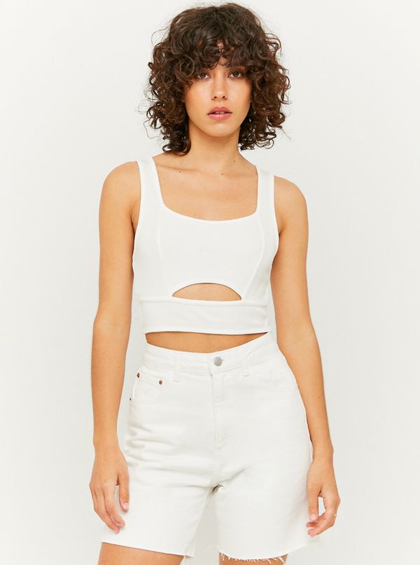 WHITE CROP TOP WITH TALLY WEIJL CUTOUT - WOMEN'S