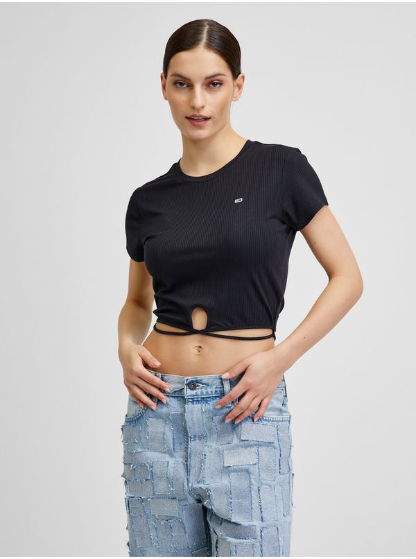 BLACK WOMENS CROP TOP TOMMY JEANS - WOMEN