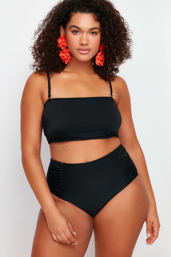 TRENDYOL CURVE BLACK HIGH WAIST COMPRESSION BIKINI BOTTOM