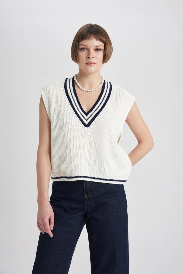 DEFACTO RELAX FIT V NECK THESSALONIKI FABRIC SWEATER