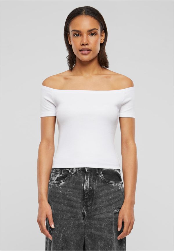 WOMEN'S T-SHIRT ORGANIC OFF SHOULDER RIB - WHITE