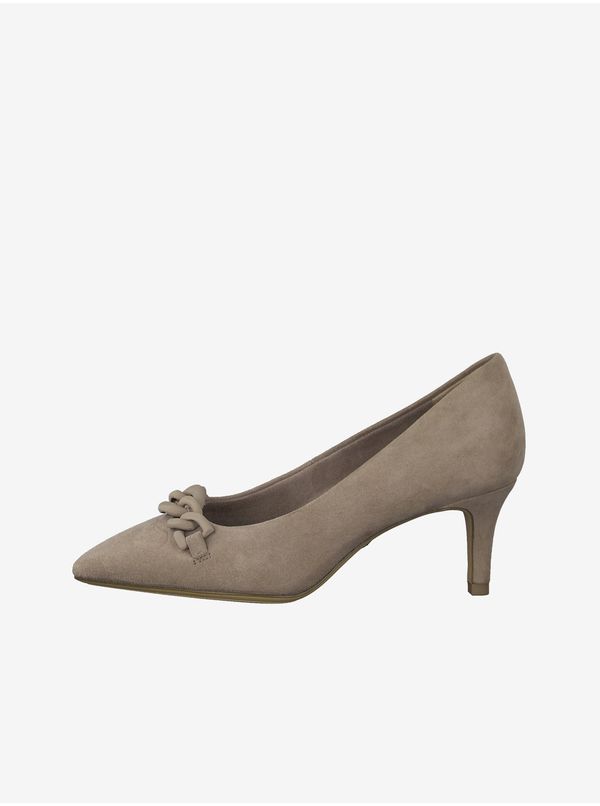 BEIGE LEATHER PUMPS WITH HEELS TAMARIS - WOMEN