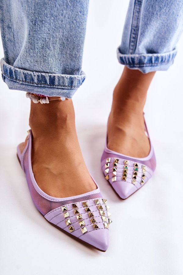 WOMEN'S BALLERINAS WITH STUDS PURPLE KINLEY