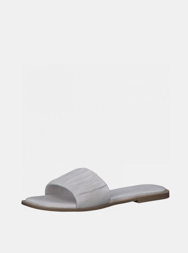 LIGHT GREY TAMARIS LEATHER SLIPPERS - WOMEN