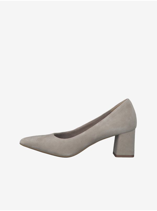 BEIGE WOMEN'S SUEDE PUMPS WITH LOW HEEL TAMARIS - LADIES