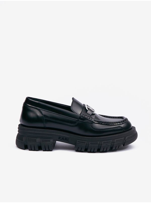 BLACK WOMEN'S LEATHER MOCCASINS ON THE PLATFORM KARL LAGERFELD PRECINC - WOMEN