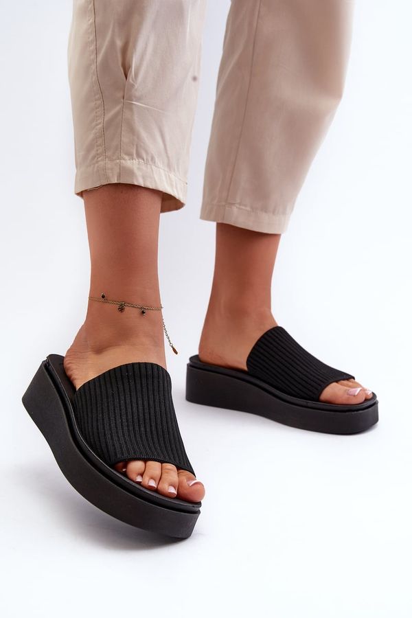 WOMEN'S PLATFORM SLIPPERS SERGIO LEONE BLACK
