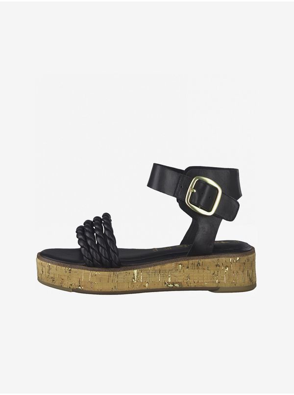 TAMARIS BLACK LEATHER SANDALS