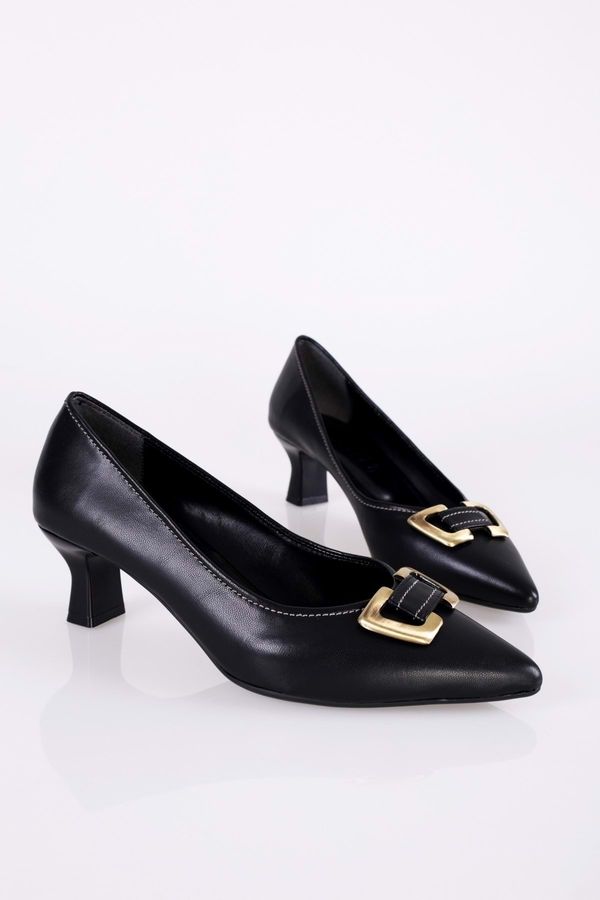 SHOEBERRY WOMEN'S ROVER BLACK SKIN HEELED SHOES STILETTO