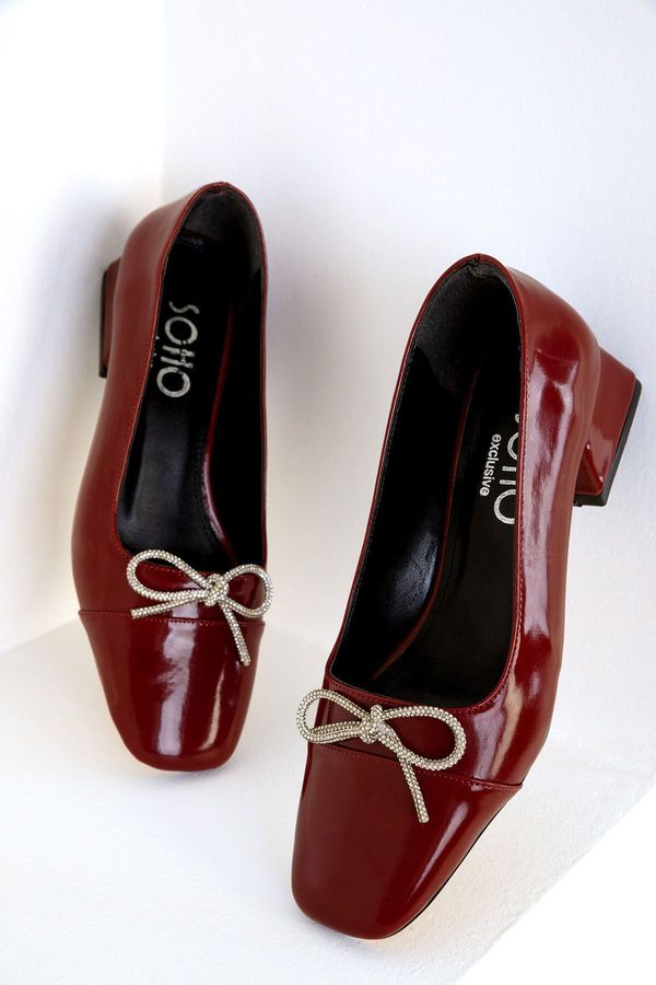 SOHO CLARET RED PATENT LEATHER WOMEN'S CLASSIC HIGH HEEL SHOES 19571