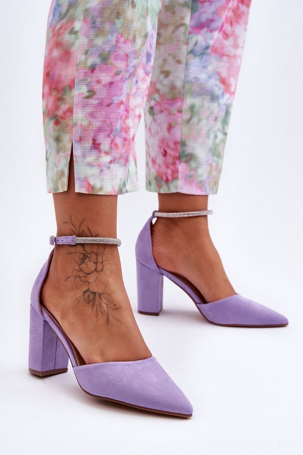 PS1 SUEDE PUMPS WITH RHINESTONES VIOLET DIAMOND