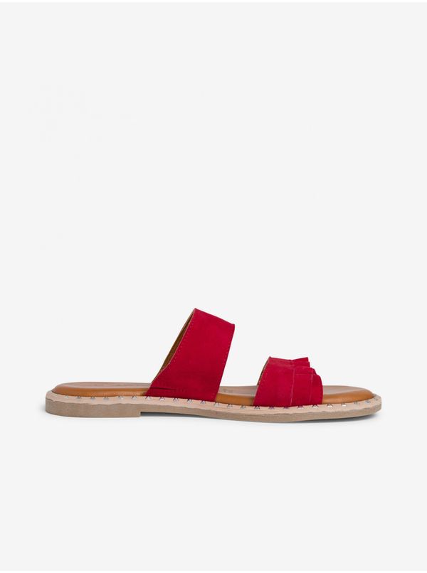 TAMARIS RED SUEDE SLIPPERS - LADIES