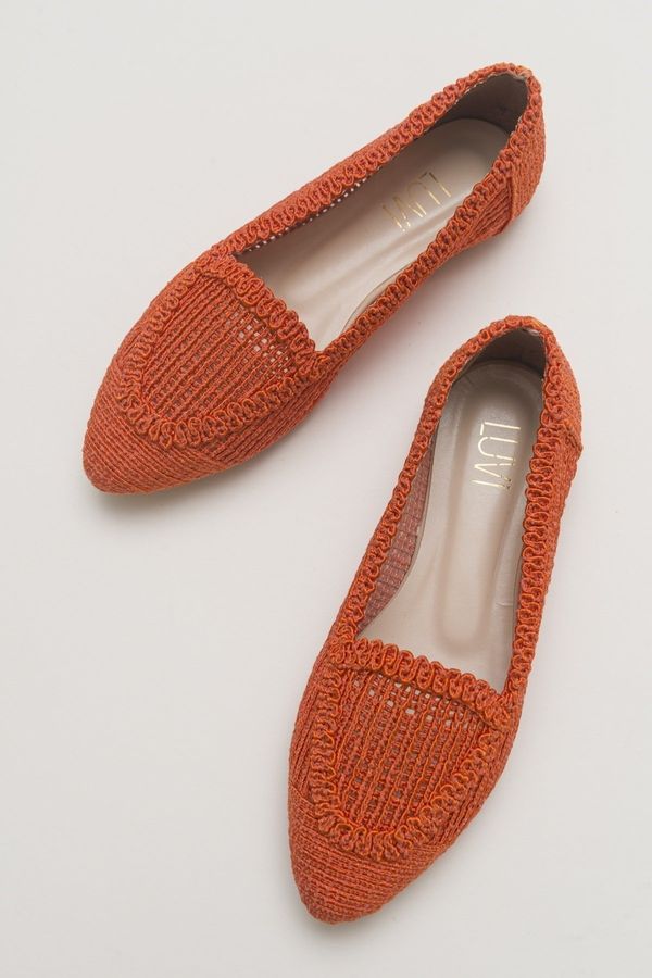 LUVISHOES 101 ORANGE KNITTED WOMEN'S FLAT SHOES