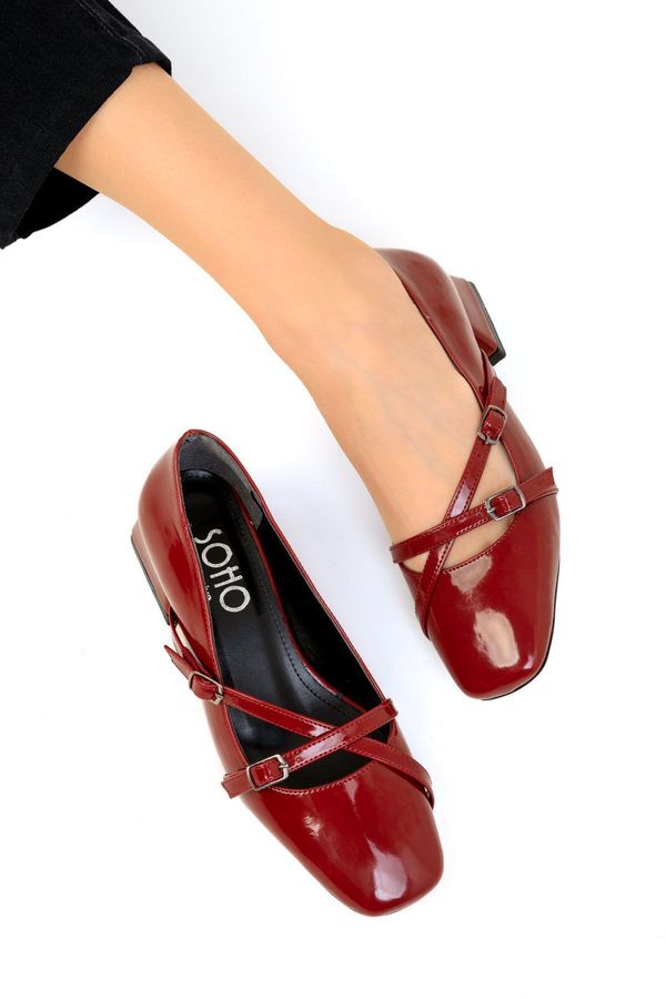 SOHO CLARET RED PATENT LEATHER WOMEN'S CLASSIC HIGH HEEL SHOES 19526