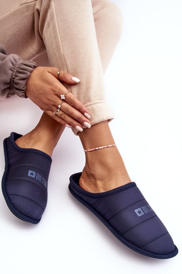 WOMEN'S CLASSIC NAVY BLUE BIG STAR SLIPPERS