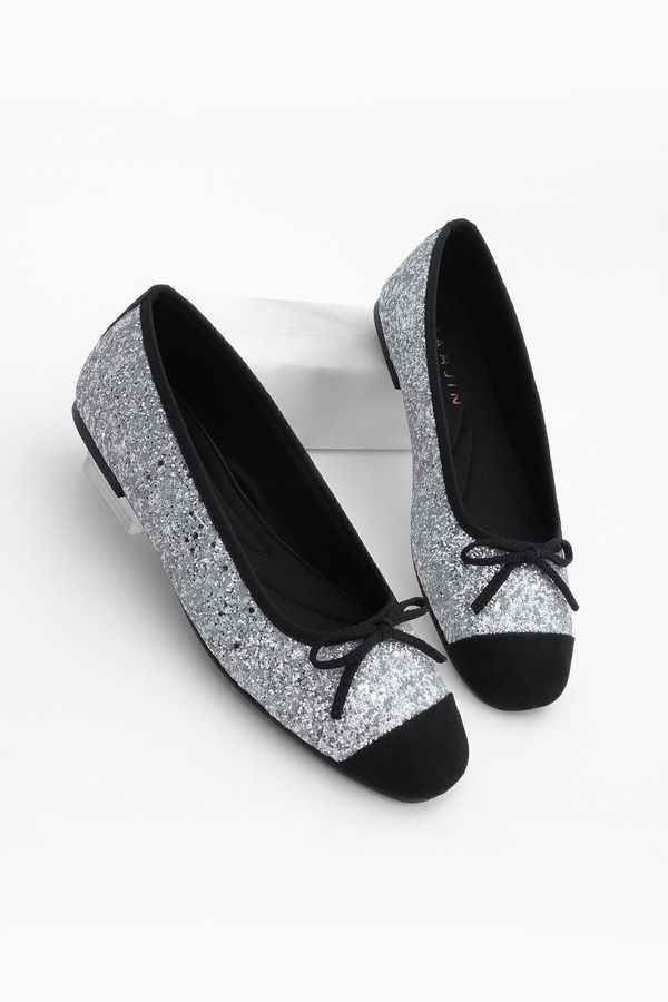 MARJIN WOMEN'S BOW BALLET FLATS FANBE SILVER