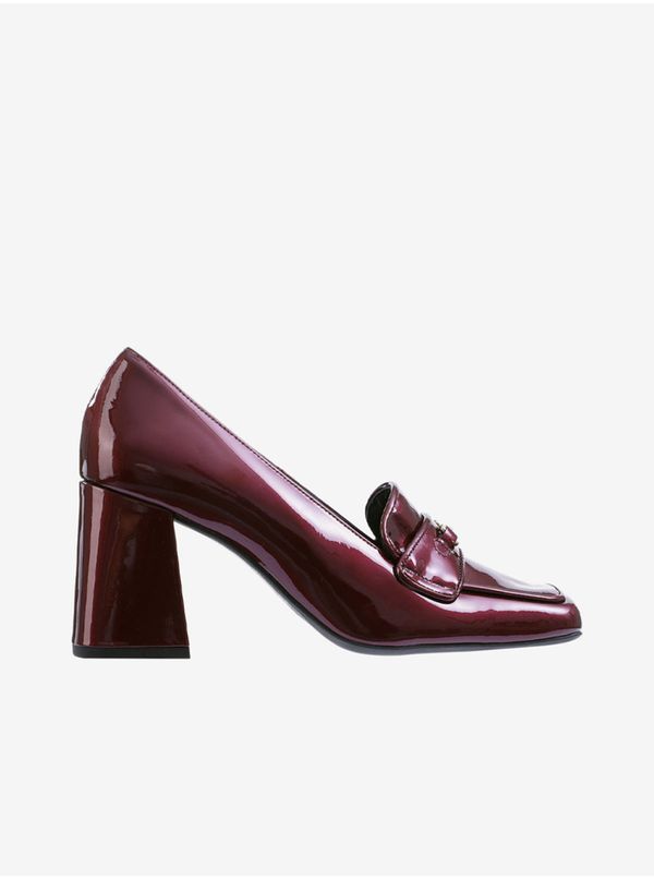 BURGUNDY WOMEN'S LEATHER PATENT LEATHER PUMPS WITH HEELS HÖGL JULIE - WOMEN
