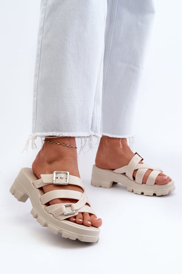 WOMEN'S LOW-HEELED SLIPPERS ZAXY LIGHT BEIGE