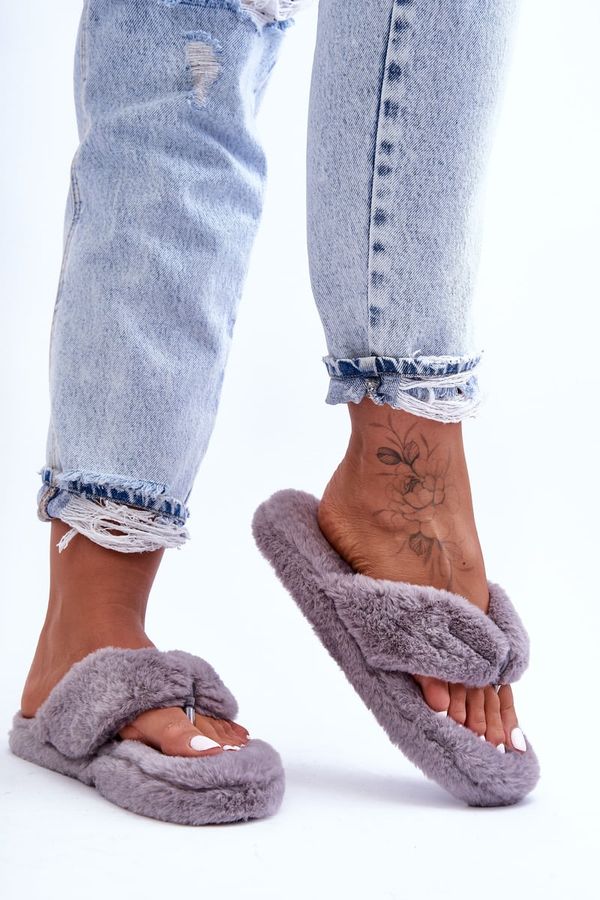 WOMEN'S LEATHER SLIPPERS PAPCIE GRAY ELMA