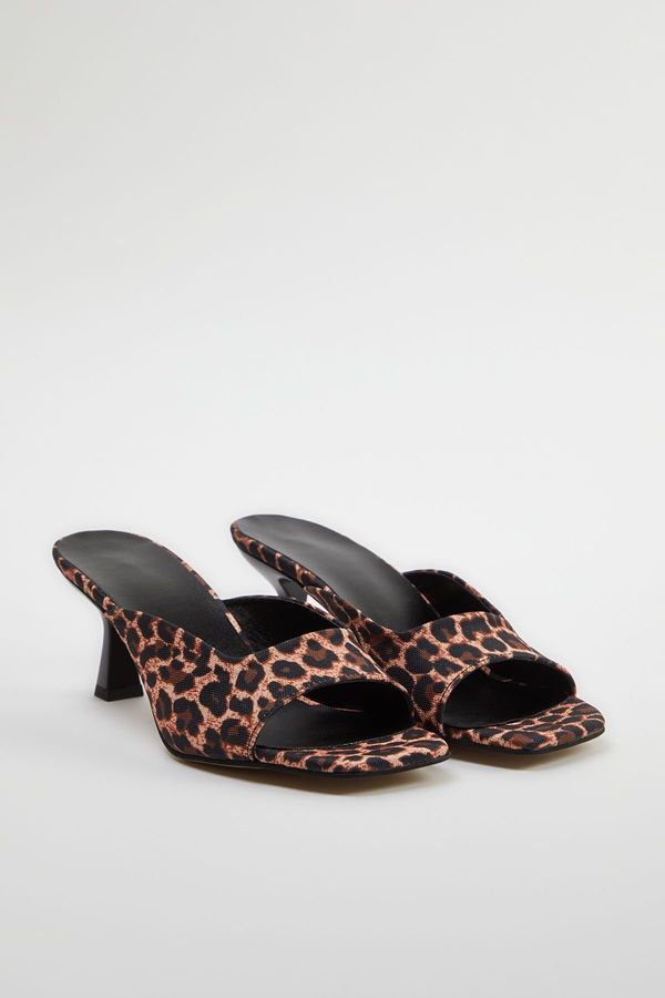 TRENDYOL BROWN LEOPARD PATTERNED WOMEN'S HEELED SLIPPERS