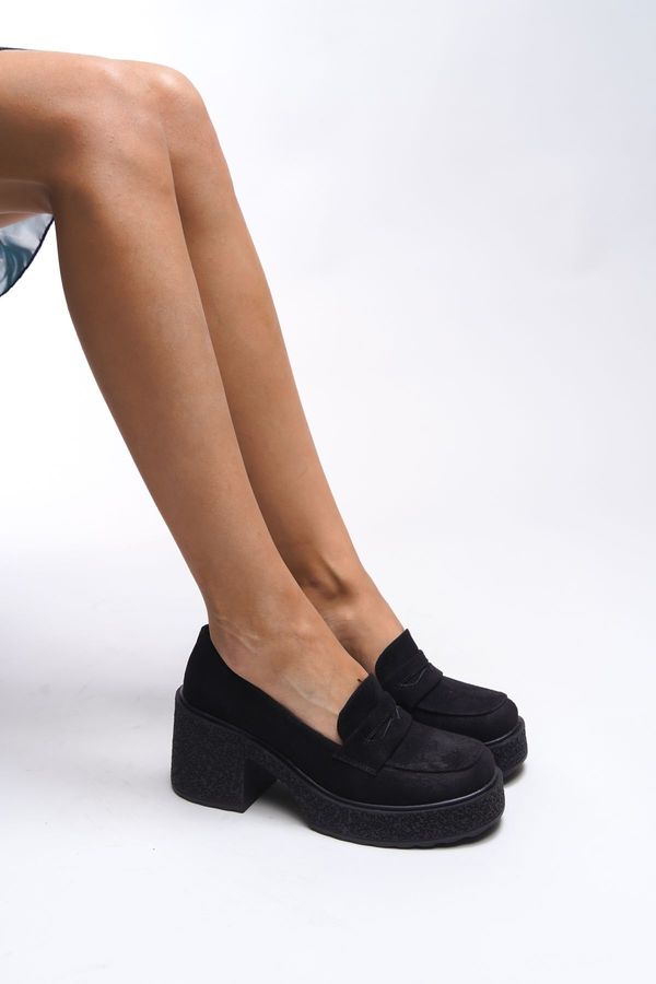 RICCON QUPHRELE WOMEN'S HEELED LOAFER 00121520 BLACK SUEDE