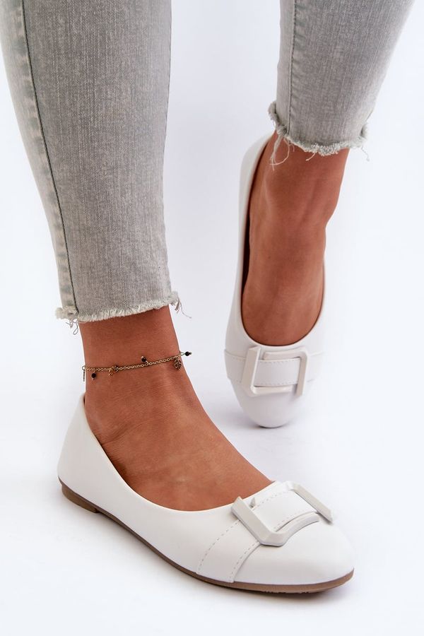 FD1 BALLERINAS WITH STRAP AND EMBELLISHMENT ECO LEATHER WHITE CADWENLA