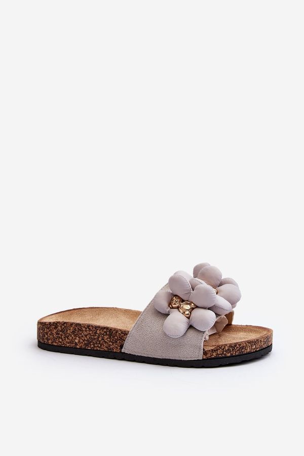 PS1 WOMEN'S GREY SANDALS WITH DECORATIONS BUNLIA