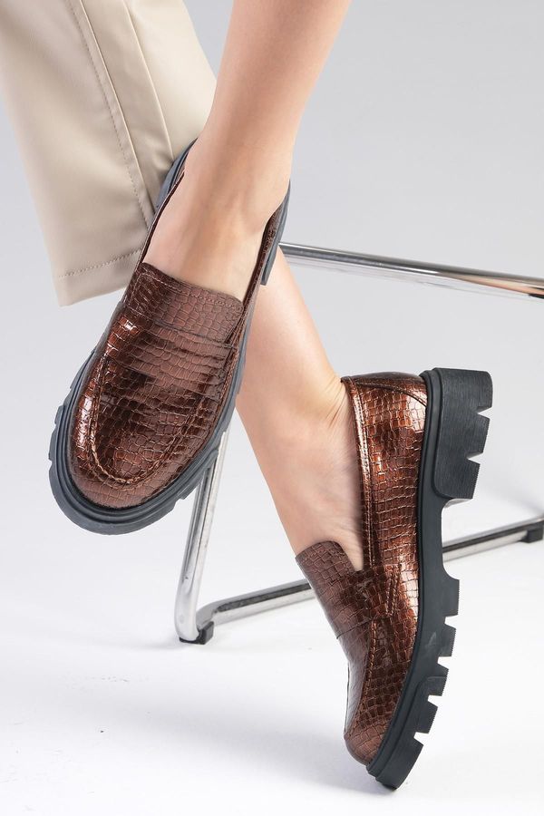 MIO GUSTO ANDREA METALLIC BROWN WOMEN'S LOAFER SHOES
