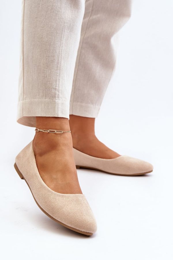 PE1 BEIGE WOMEN'S SUEDE BALLERINA FLATS KOMMIA