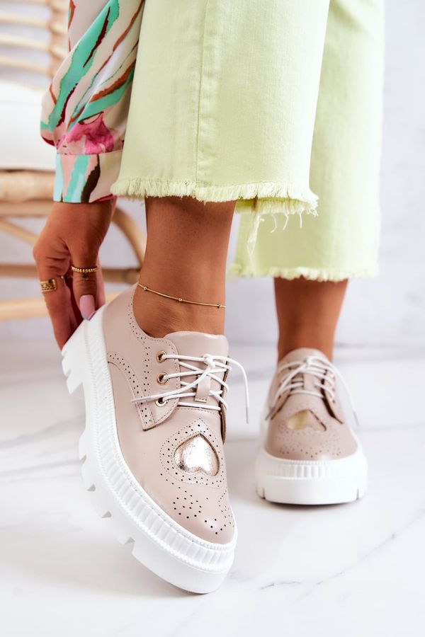 FILIPCZYK LEATHER SHOES WITH HEARTS BEIGE CURTIS