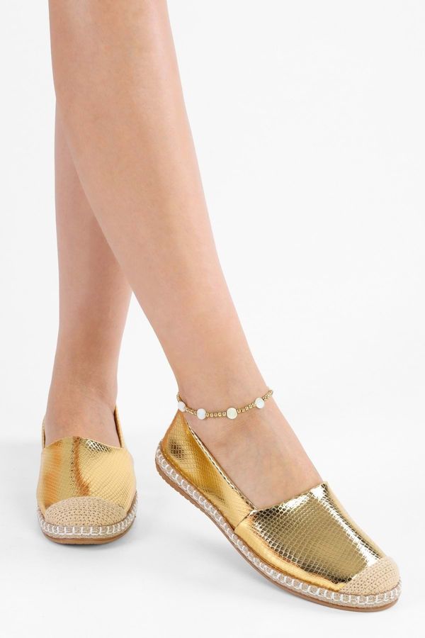 SHOEBERRY WOMEN'S MELANY GOLD SHINY DAILY ESPADRILLES