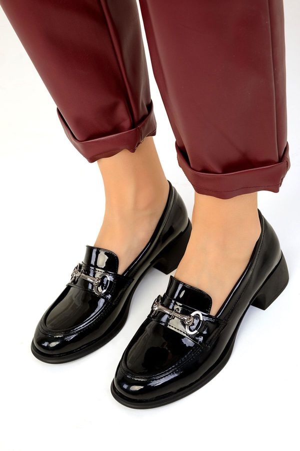 SOHO BLACK PATENT LEATHER WOMEN'S CLASSIC HIGH HEEL SHOES 19638