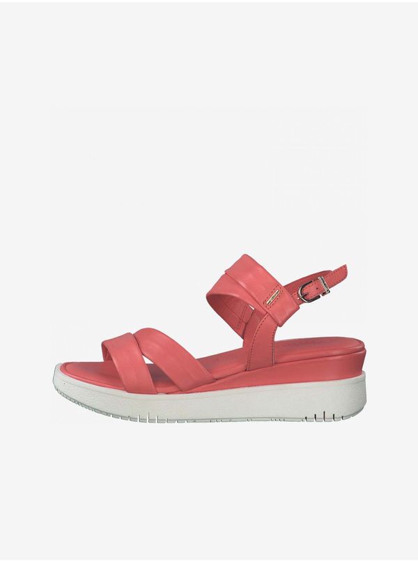 TAMARIS CORAL LEATHER SANDALS FOR WOMEN - LADIES