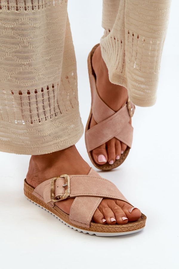 COMFORTABLE WOMEN'S FLIP FLOPS WITH BUCKLE INBLU