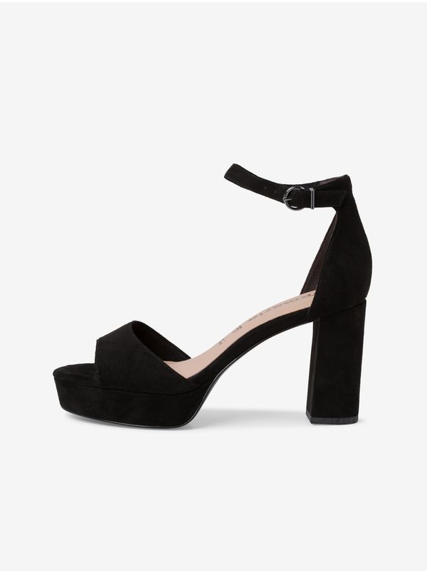 BLACK WOMEN'S HEELED SANDALS IN SUEDE FINISH TAMARIS - WOMEN'S