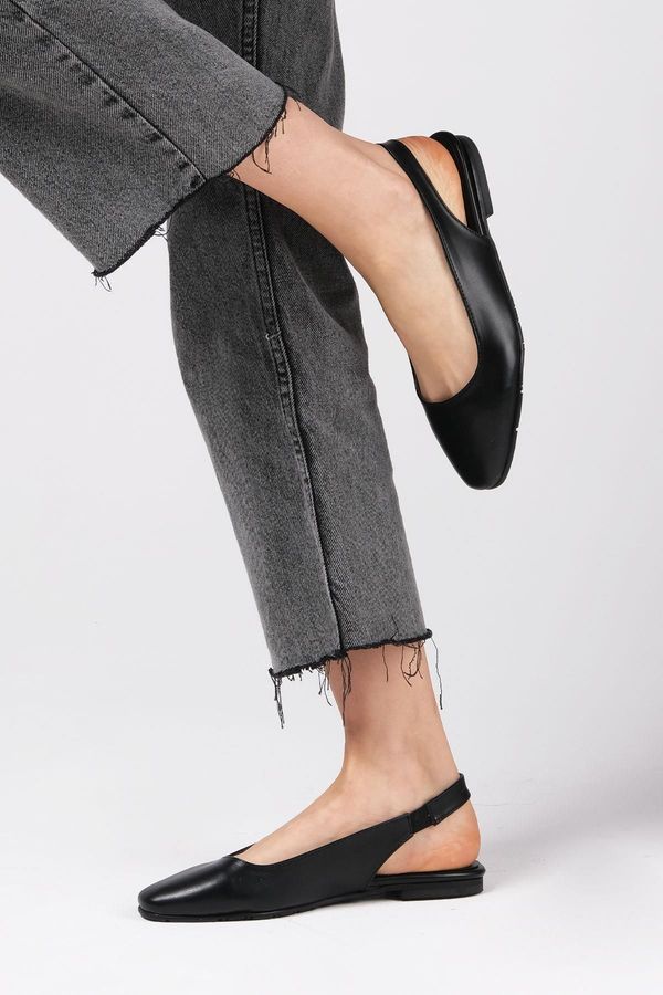 MIO GUSTO ALLY BLACK WOMEN'S OPEN BACK FLAT FLAT FLAT SHOES