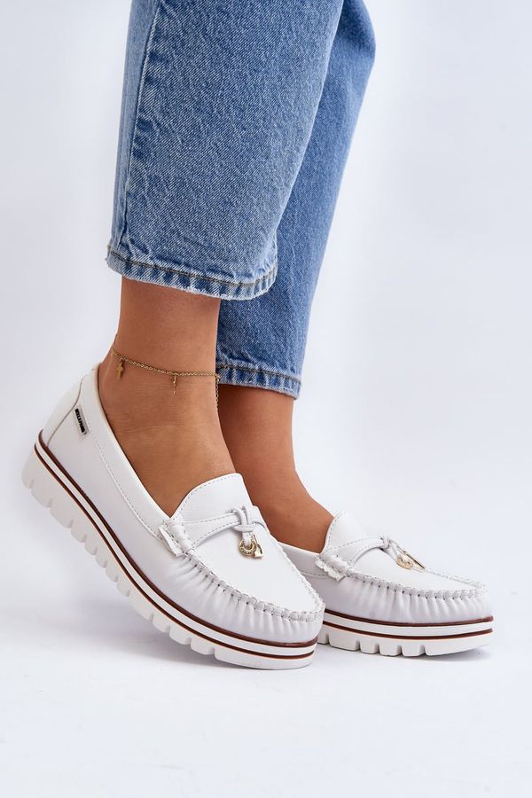 PM1 WOMEN'S WHITE PLATFORM MOCCASINS RAILAV