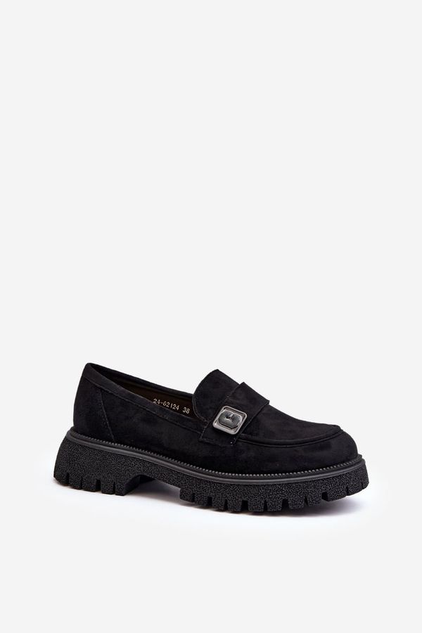 VINCEZA BLACK FLANILA WOMEN'S LOAFERS WITH STRAP