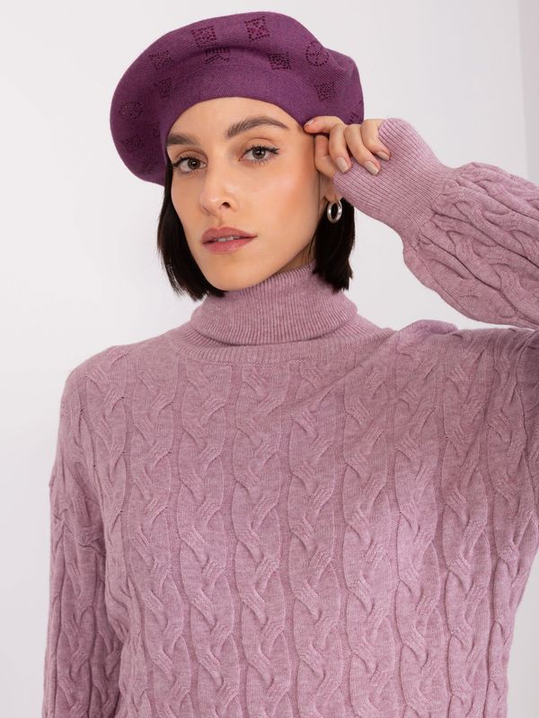 DARK PURPLE WOMEN'S BERET WITH RHINESTONES