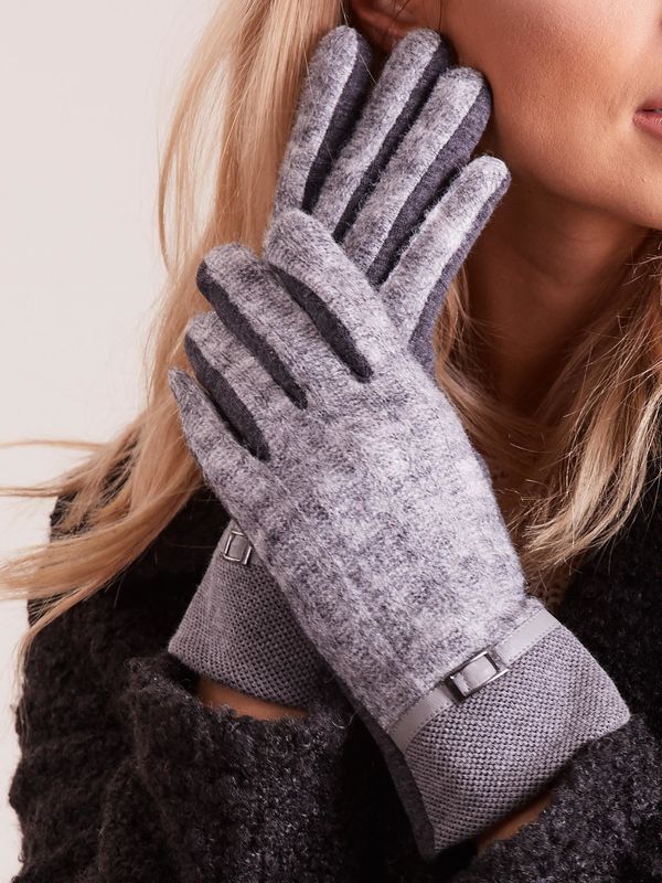 MITTENS WITH KNITTED DARK GREY MODULE